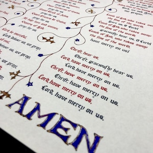 Litany of Saints - Illuminated Calligraphy Print - Confirmation Gift ...