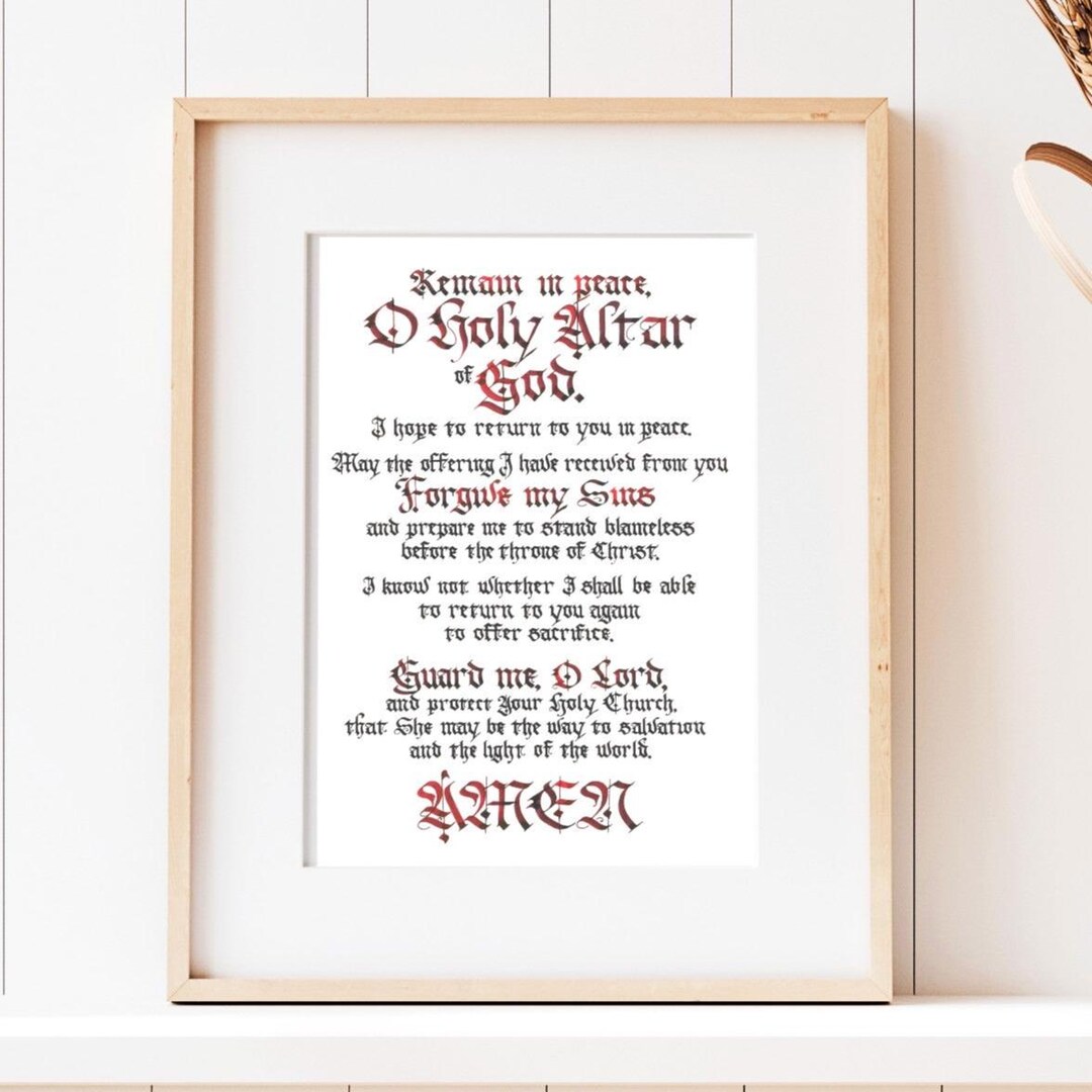 Farewell to the Altar - Calligraphy Prayer Card for Priests, After Mass ...