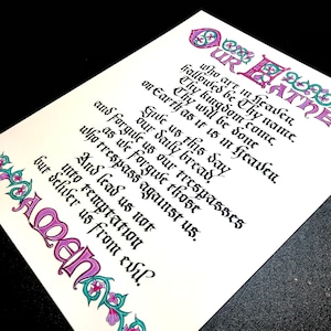Our Father the Lord's Prayer, Catholic Prayer Calligraphy Print ...