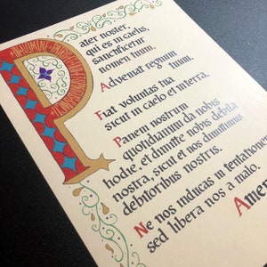 Pater Noster Latin Our Father Catholic Prayer Calligraphy, Catholic ...