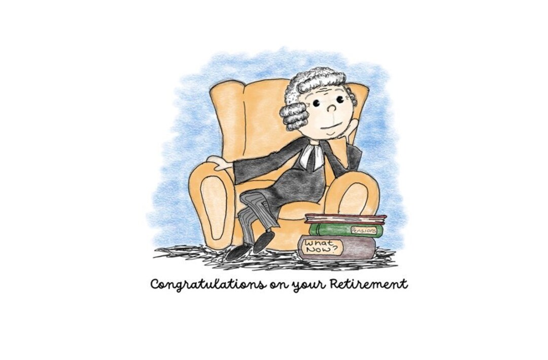 Happy Retirement More Variations Available Hand Drawn Barrister Cards ...