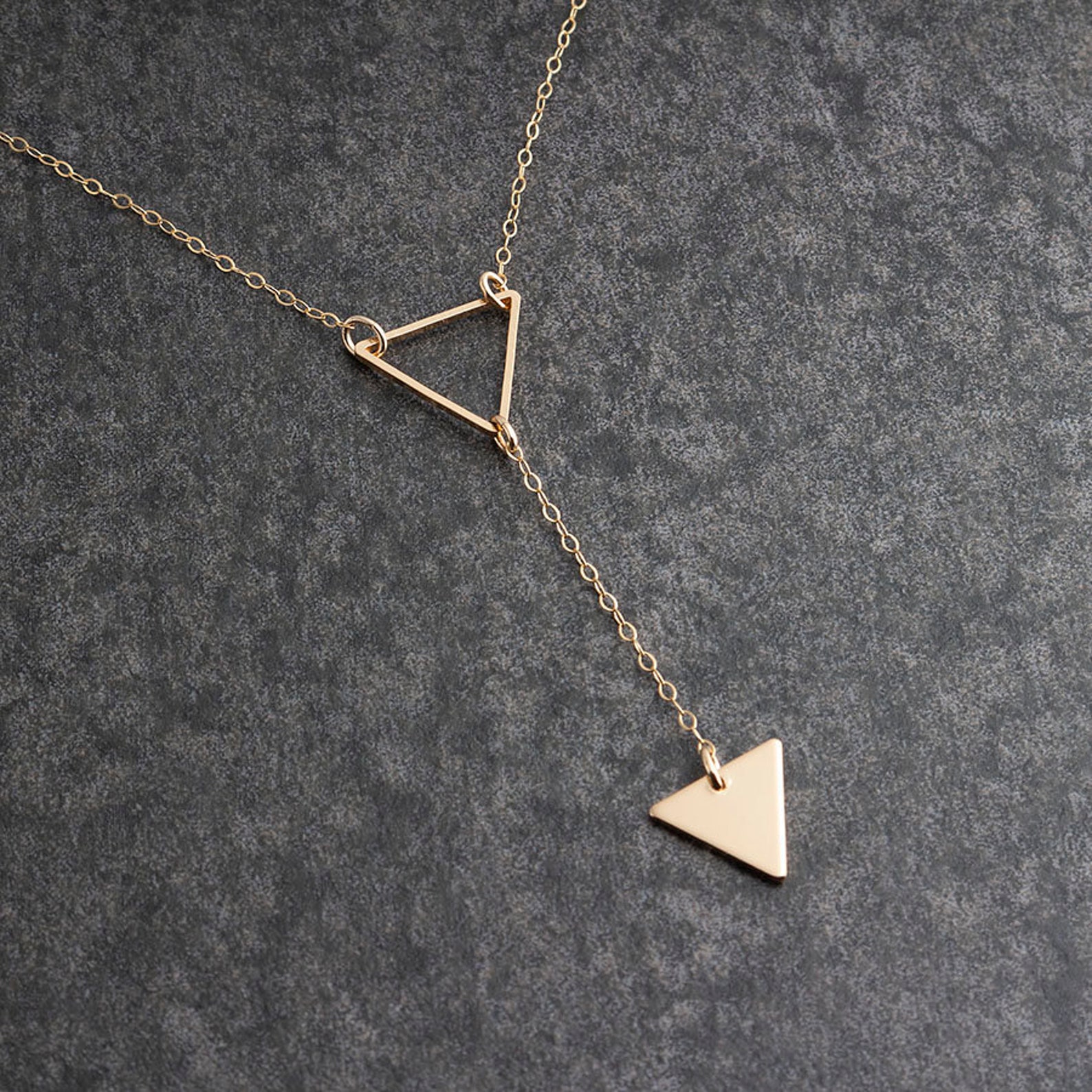 Stainless Steel Triangle Charm Necklace Triangle Steel Charm | Etsy