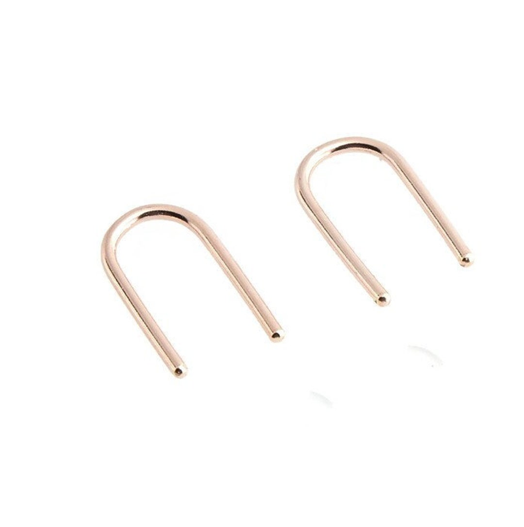 Rose Gold Silver Yellow Goold Huggie Hoop Arc Hoop Minimalist Arc Line ...