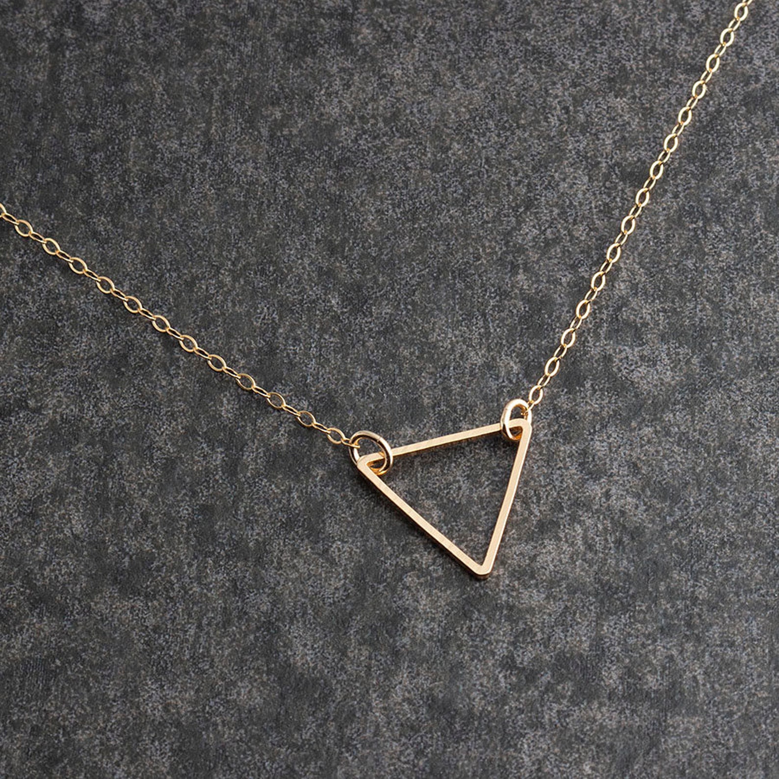 Gold Brass Triangle Charm Necklace Triangle Gold Charm - Etsy