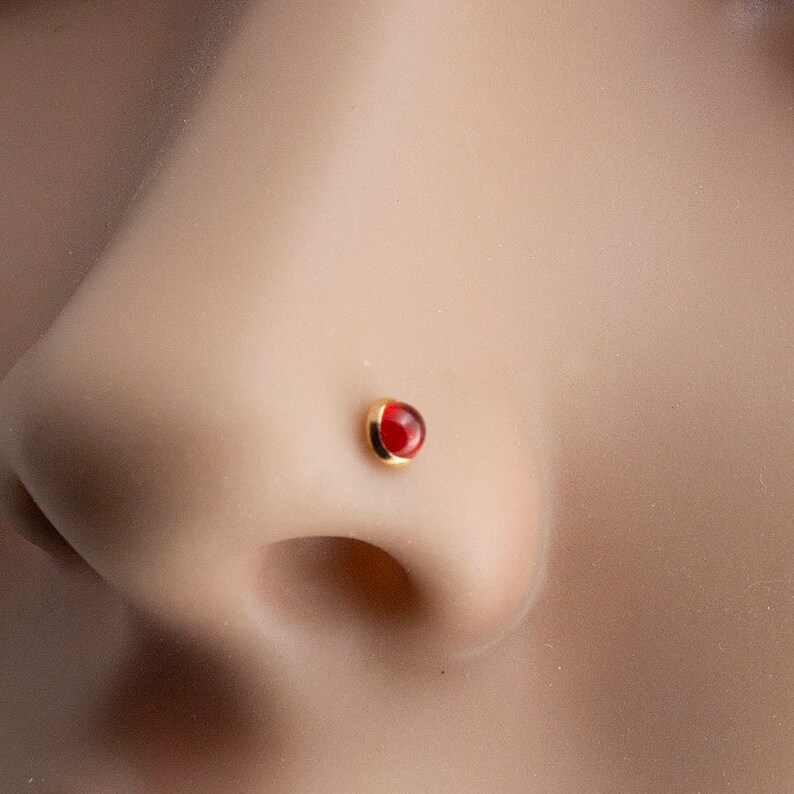 Nose Nail Stud Carnelian Stone Cartilage 18ga Gold Stud, Handmade ...