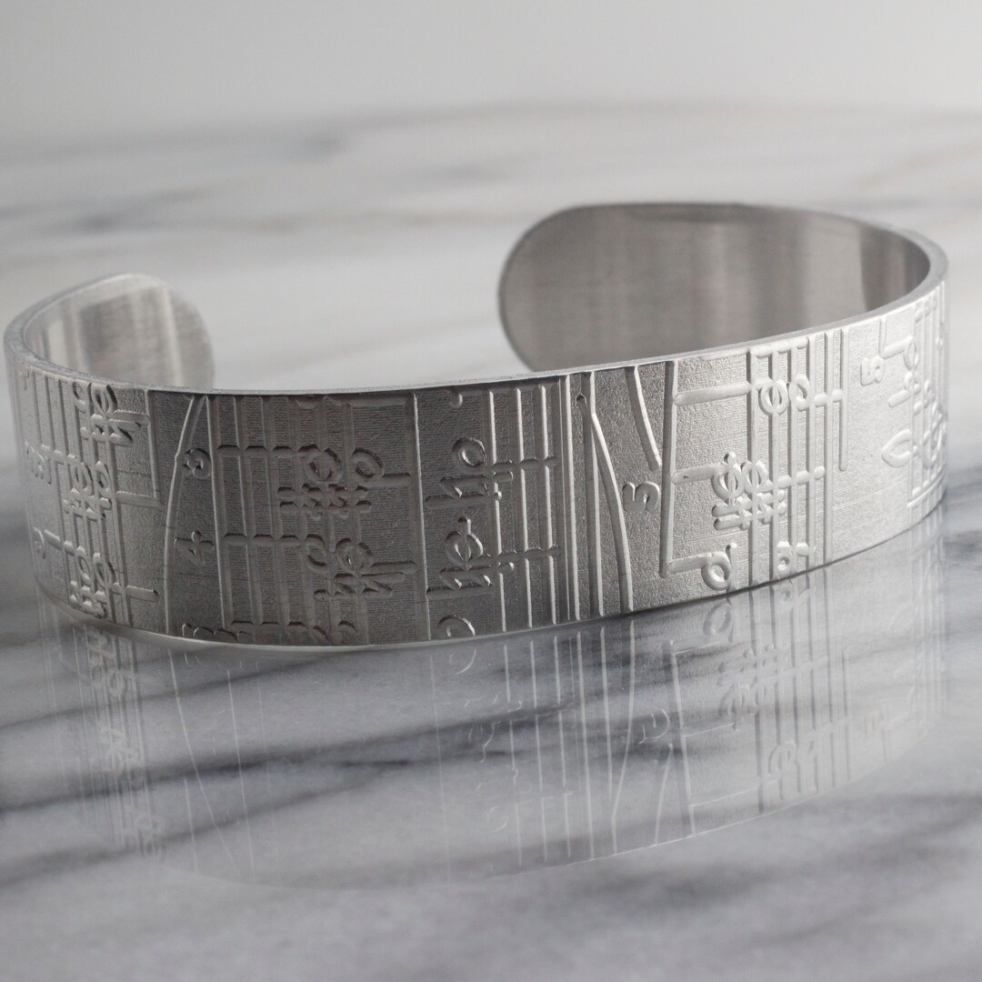 Hand Stamped Music Notes Aluminum Cuff Bracelet Dainty Inspirational ...