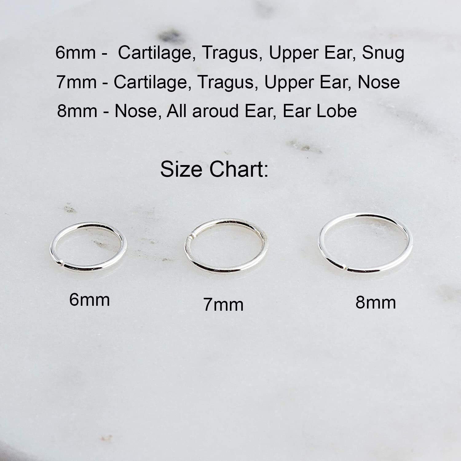 Set 2 Pairs Argentium Silver Hoops 6mm or 0.23 Inch 21 Gauge | Etsy