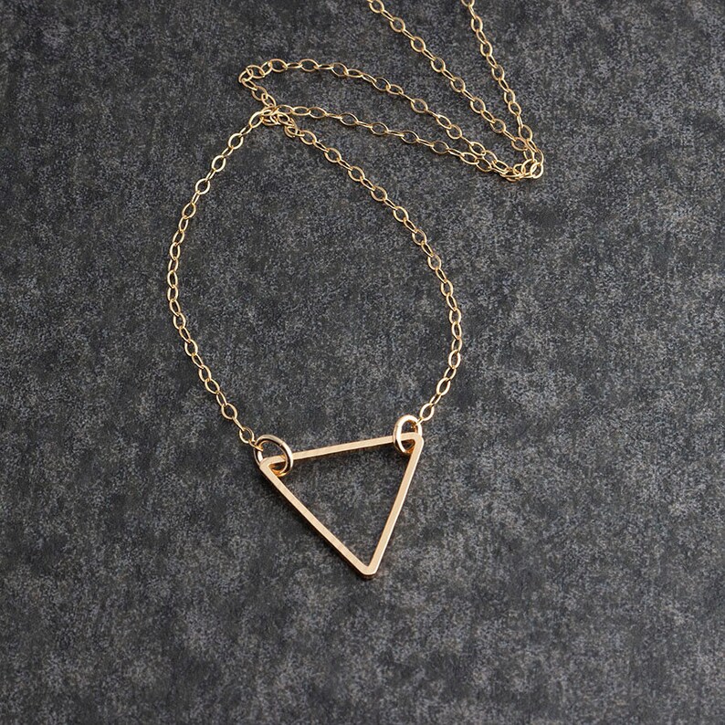 Gold Brass Triangle Charm Necklace Triangle Gold Charm - Etsy