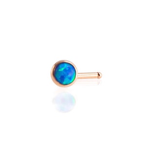 Nose L Shaped Piercing in Rose Gold Filled With Deep Blue Opal of 3mm ...