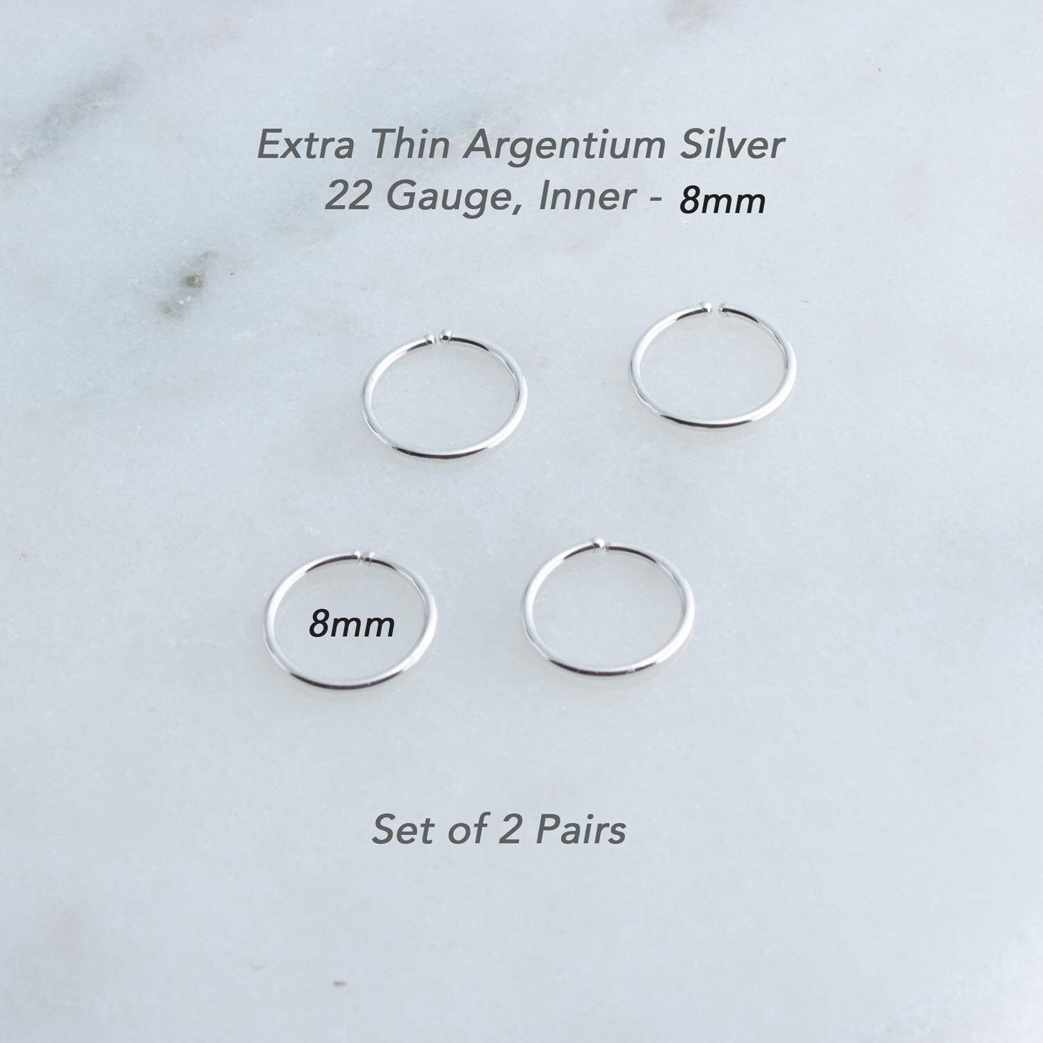 Set 2 Pairs Argentium Silver Hoops 6mm or 0.23 Inch 21 Gauge | Etsy