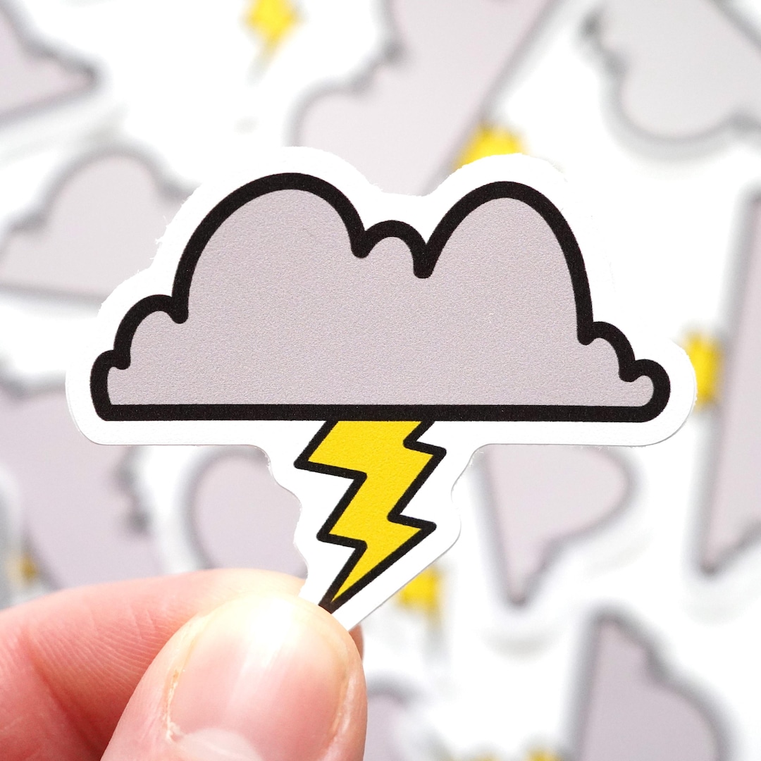 Thunderstorm Cloud and Lightning Bolt Sticker Waterproof UV Stable ...