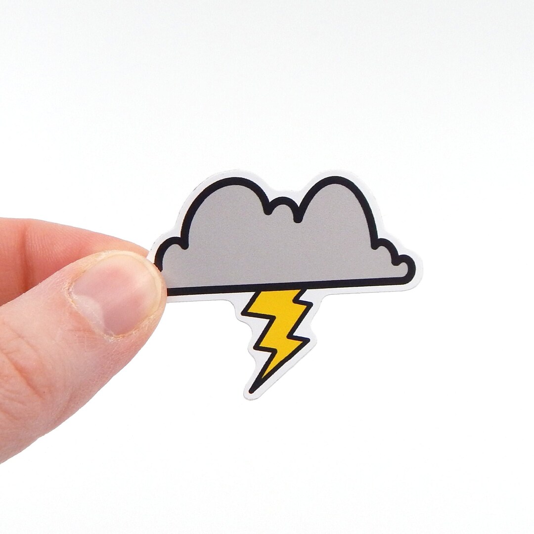 Thunderstorm Cloud and Lightning Bolt Sticker Waterproof UV Stable ...