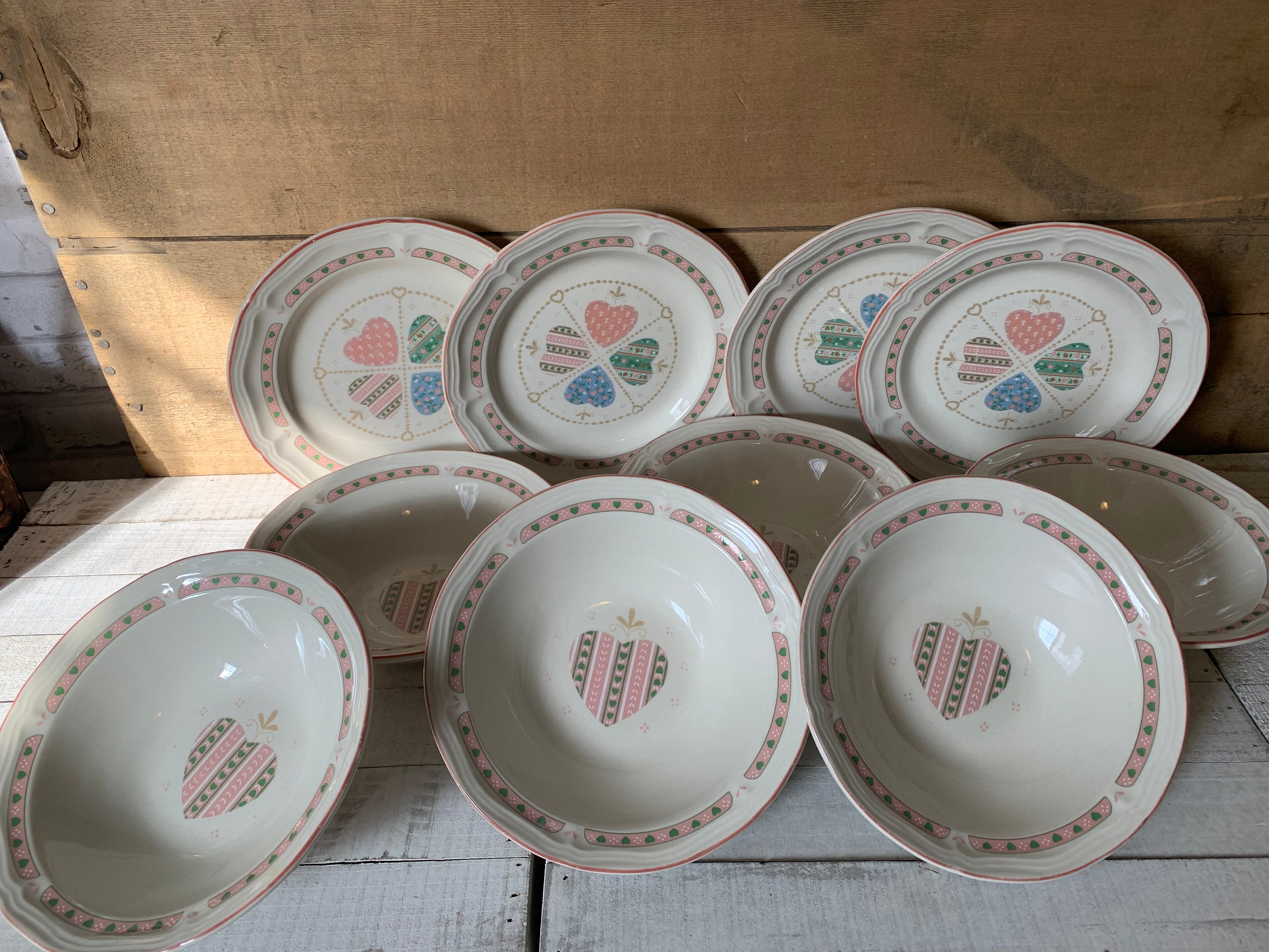 Tienshan HEARTWARMING Dinnerware Set of 10 Pieces. Vintage | Etsy