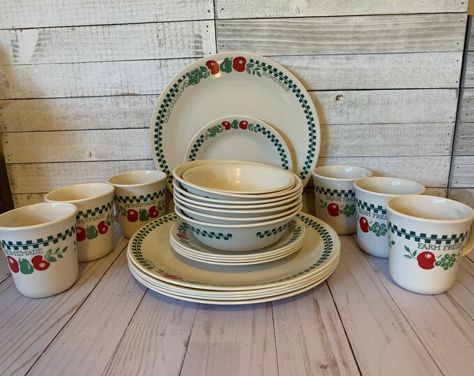 Corelle '' Farm Fresh " Vintage Dinnerware Set. 25 Pieces Service for 6 ...