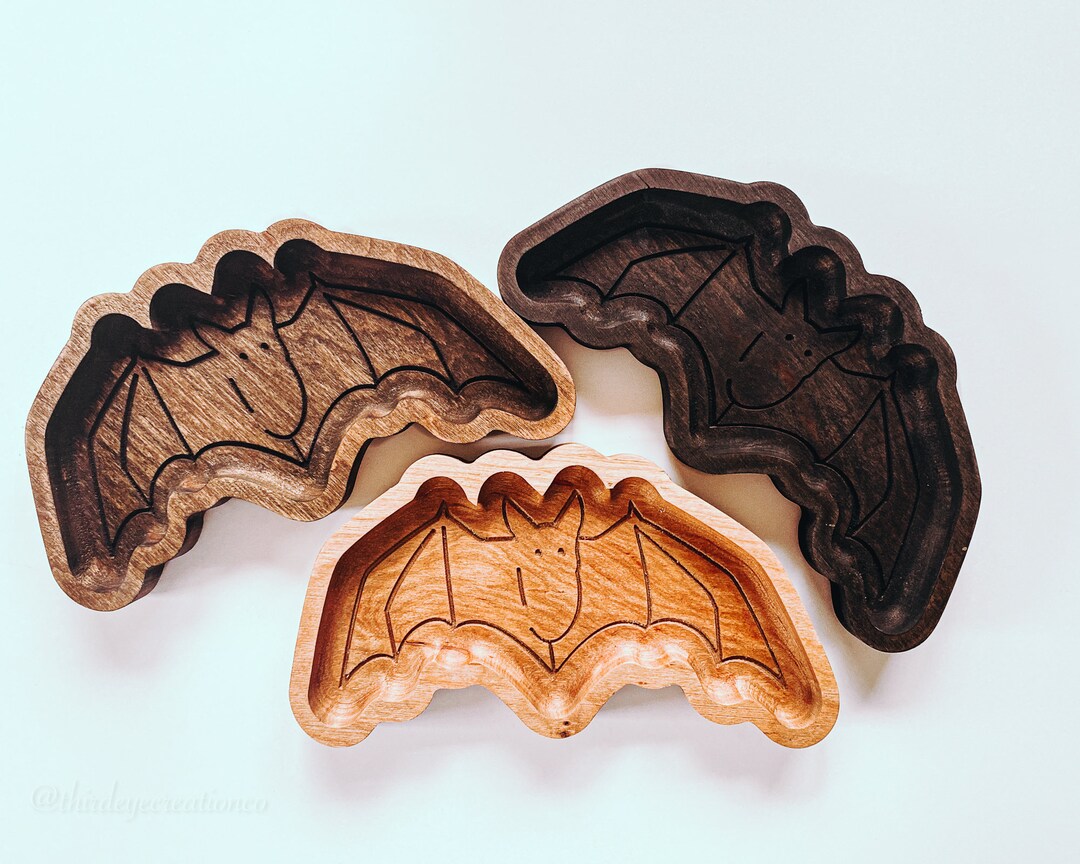 Hardwood Bat Tray, Catchall Tray, Trinket Dish, Spooky Decor, Halloween ...