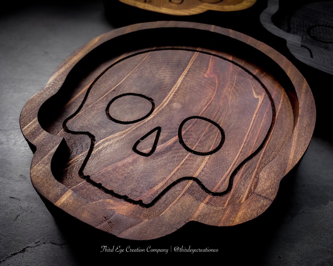 Handcrafted Hardwood Skull Tray: Spooky Halloween Decor - Etsy