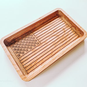 Hardwood American Flag Tray, Catchall Tray, Key Dish | Made in America ...