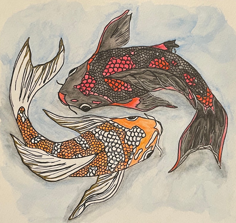 Yin and Yang Koi - Etsy