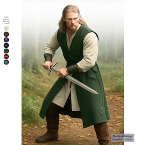 Medieval Viking Sleeveless and Hoddless Surcoat –open Front-100% Cotton ...