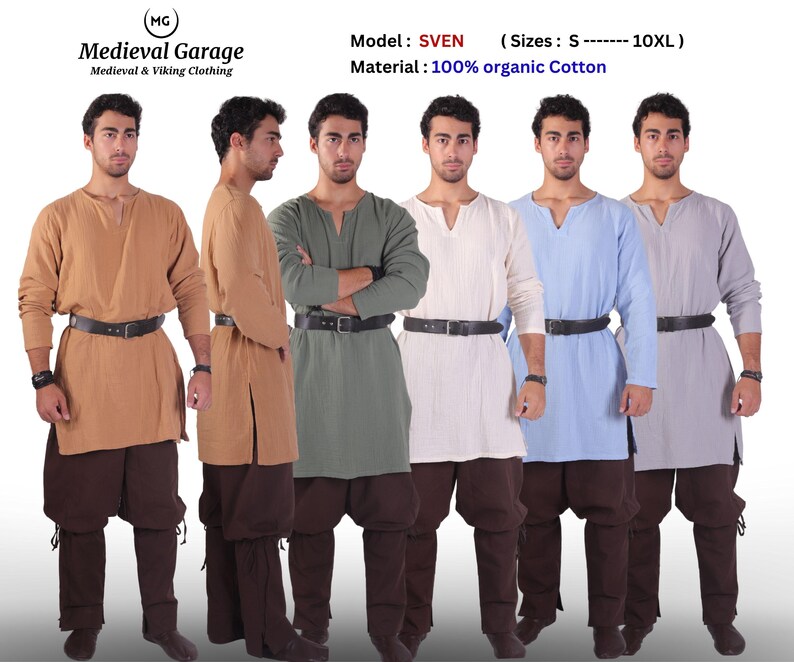 Medieval Viking Undertunic, Natural Cotton Tunic, LARP Costume ...