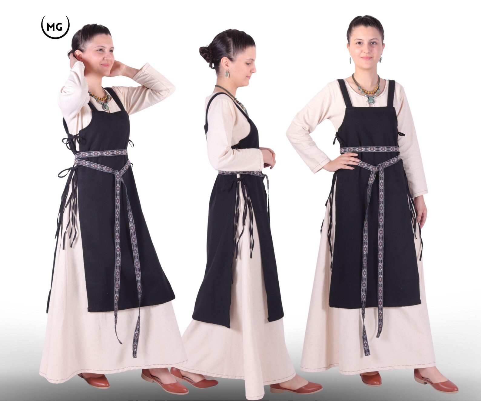 Medieval Viking Woolen Pinafore Apron Dress, Norse Reenactment Garb ...