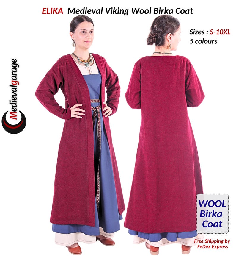 Medieval Vikingwoolen Birka (ELIKA) Coat, Reenactment Costume, SCA LARP ...