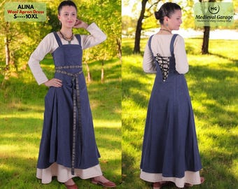 Medieval Viking Woolen Pinafore Apron Dress, Norse Reenactment Garb ...