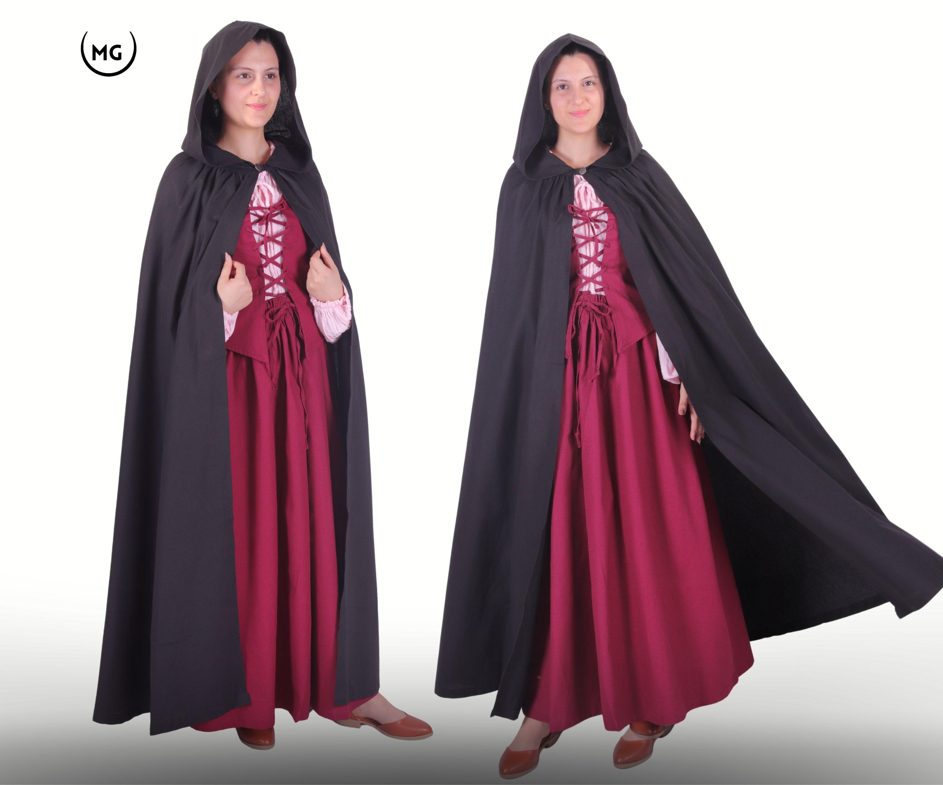 Medieval Viking Hooded Cloak Cape, Medieval Cotton, Renaissance Faire ...