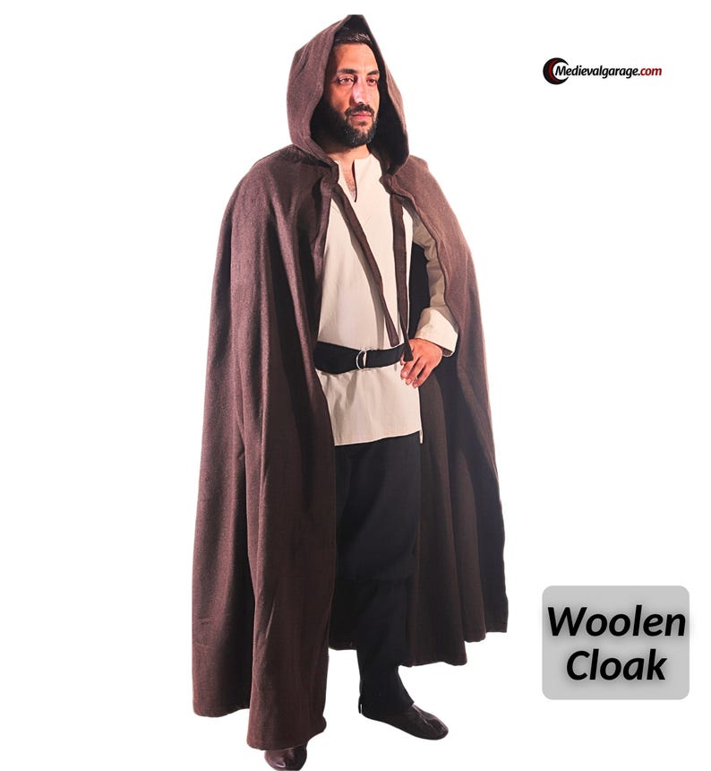LORN Wool Hooded Viking Cloak, Medieval Reenactment Cape - Etsy