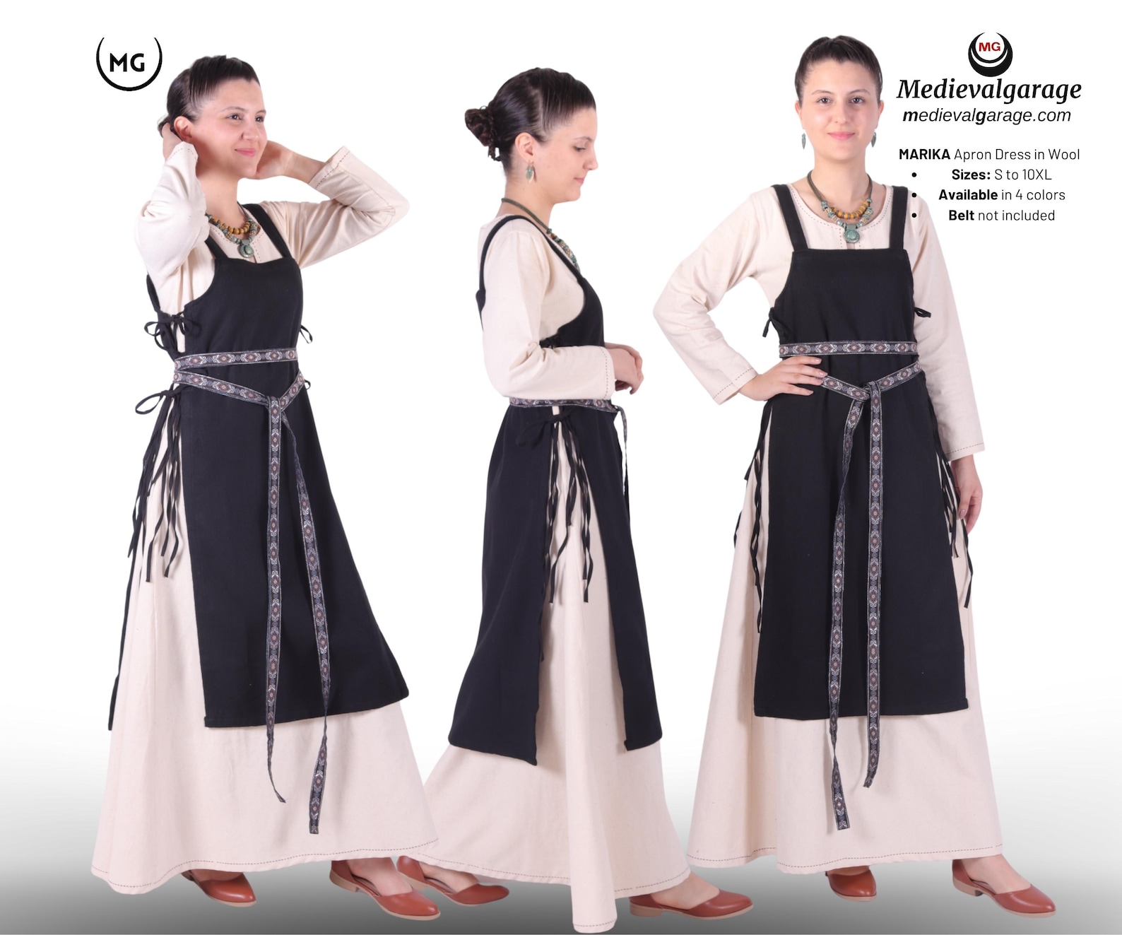 Medieval Viking Woolen Pinafore Apron Dress, Norse Reenactment Garb ...