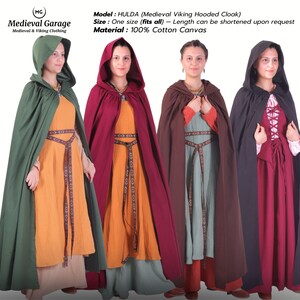 Medieval Viking Hooded Cloak Cape, Medieval Cotton, Renaissance Faire ...
