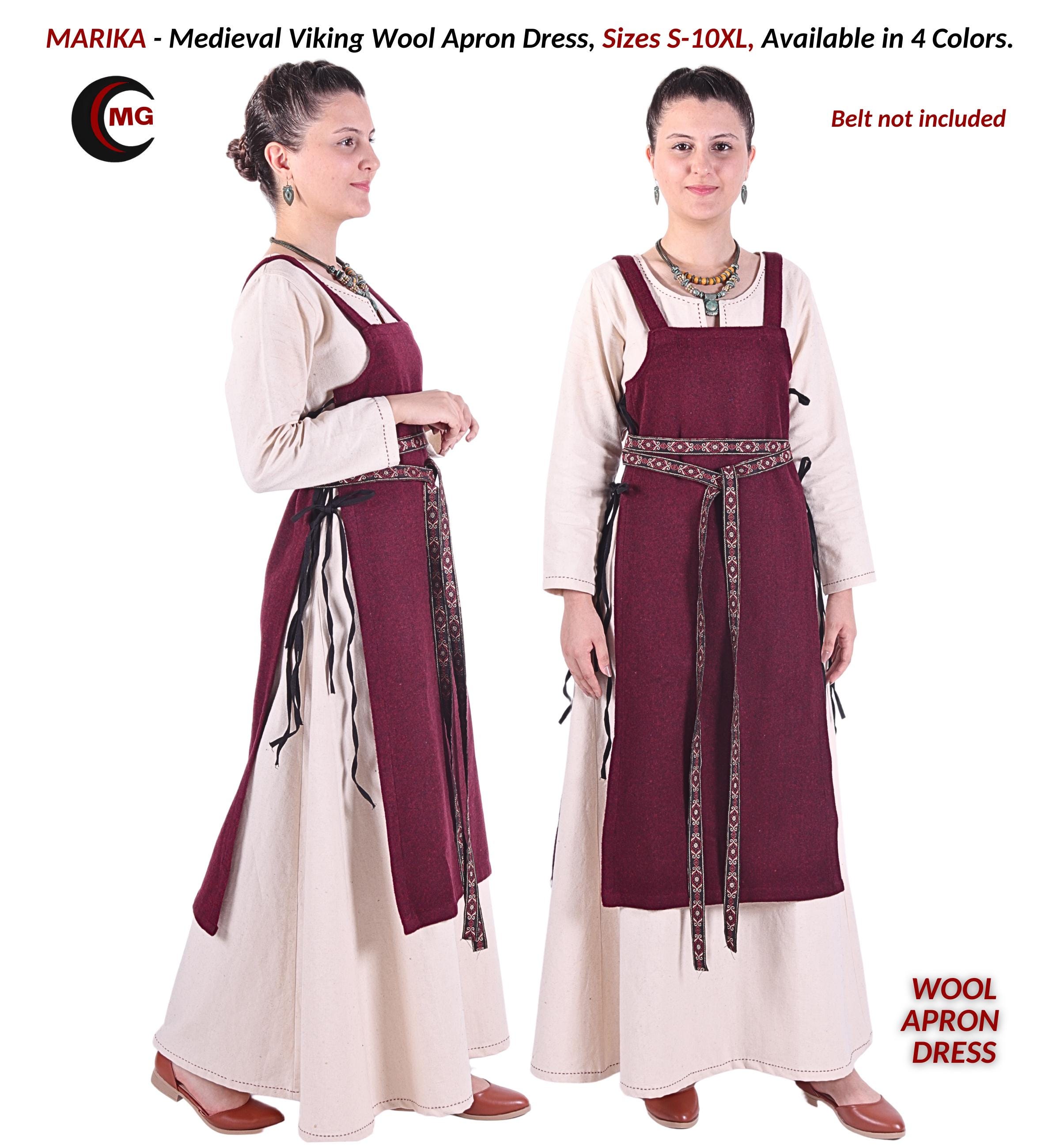 MARIKA Wool Medieval Viking Apron Dress, Norse Reenactment Garb - Etsy