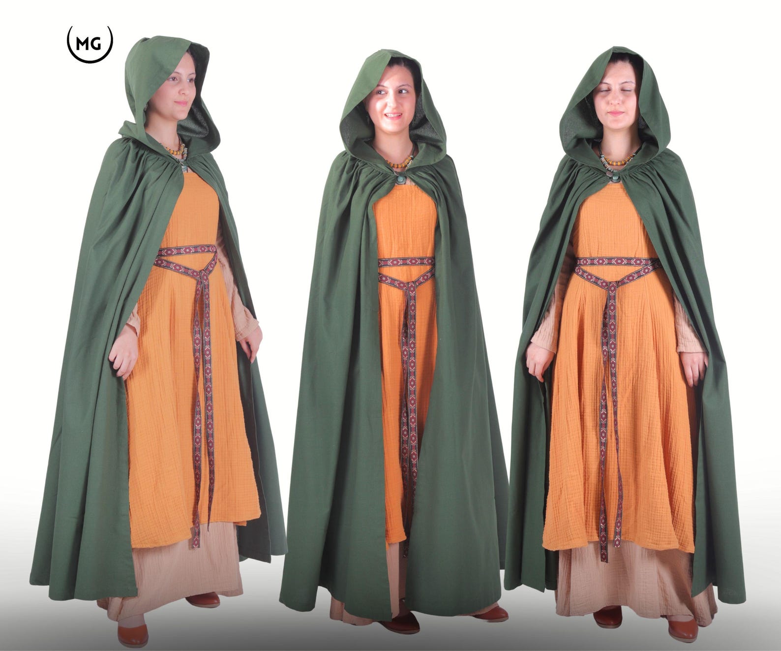 Medieval Viking Hooded Cloak Cape, Medieval Cotton, Renaissance Faire ...