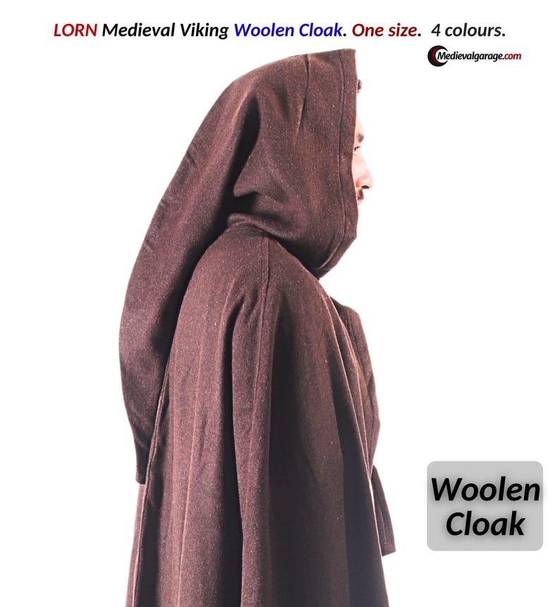 LORN Wool Hooded Viking Cloak, Medieval Reenactment Cape - Etsy