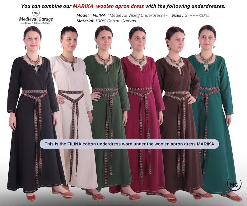 Medieval Viking Woolen Pinafore Apron Dress, Norse Reenactment Garb ...