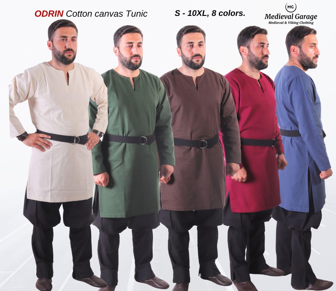 ODRIN Medieval Viking Tunic, LARP Viking Costume, Cotton Canvas Tunic ...
