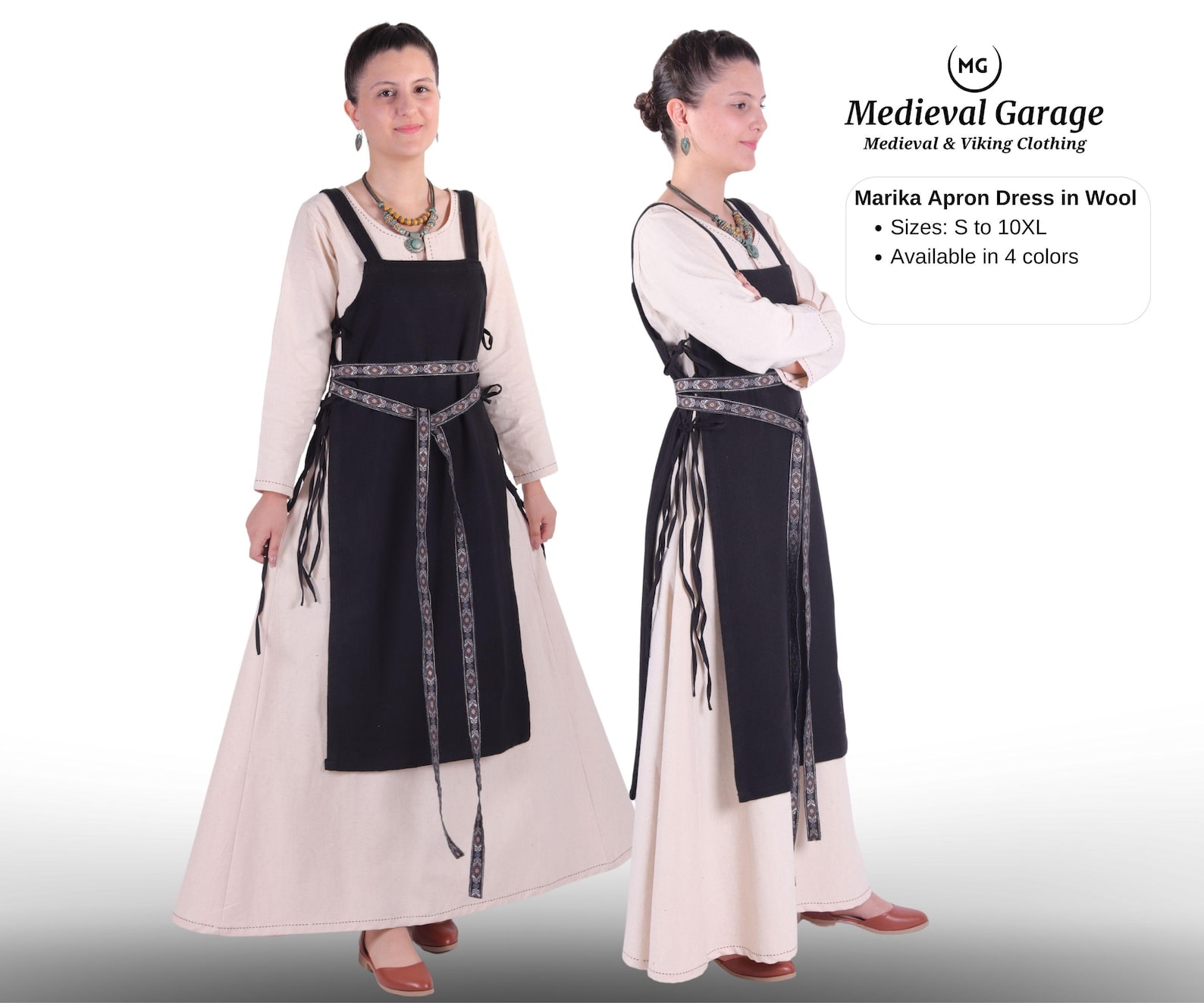 Medieval Viking Woolen Pinafore Apron Dress, Norse Reenactment Garb ...