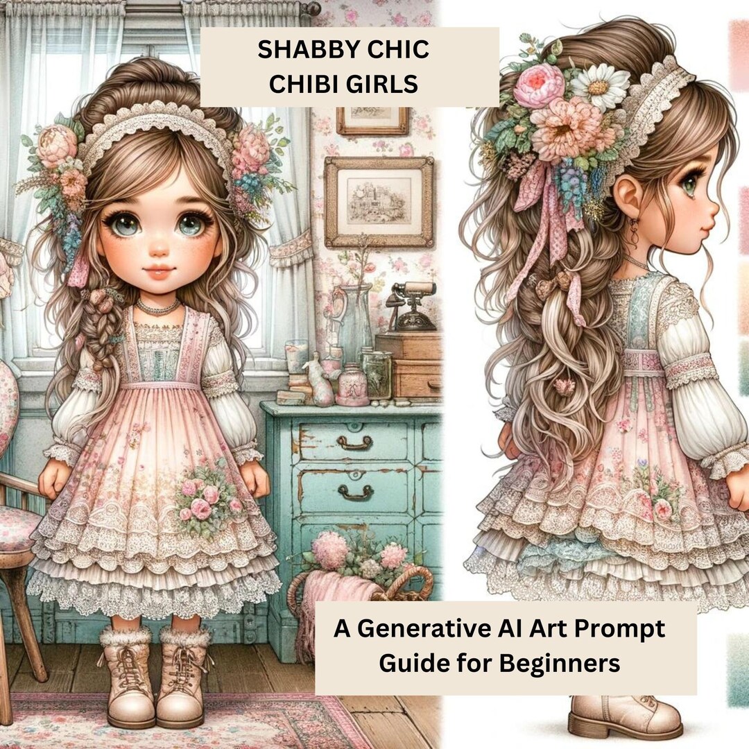 Shabby Chic Chibi Girls A Generative AI Art Prompt Guide for Beginners - Etsy