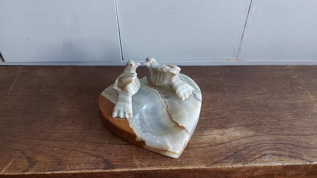 Heart-shaped Ashtray With Carved Birds. - Etsy