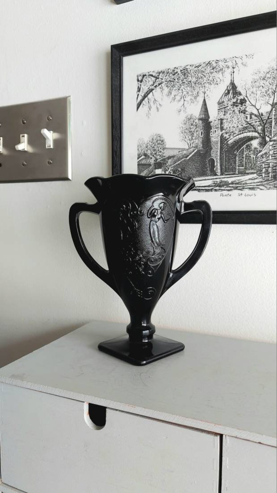 Antique L.E. SMITH Amethyst Trophy Vase - Etsy