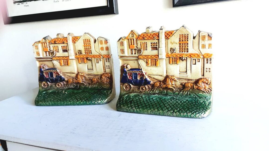 Victorian Scene Cast Metal Bookends. - Etsy