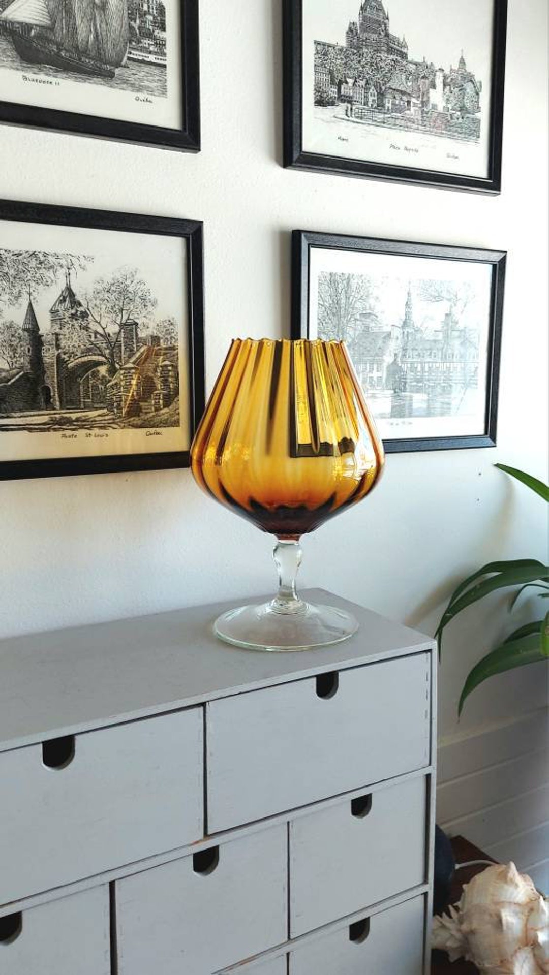 Large Cognac Cup, Empoli Art Glass Vintage Italian Glass - Etsy