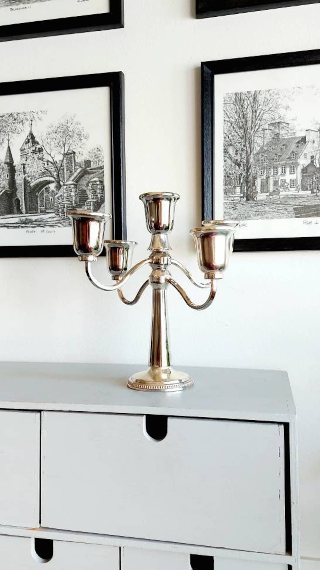 Small 5-branch Silver-plated Candelabra - Etsy
