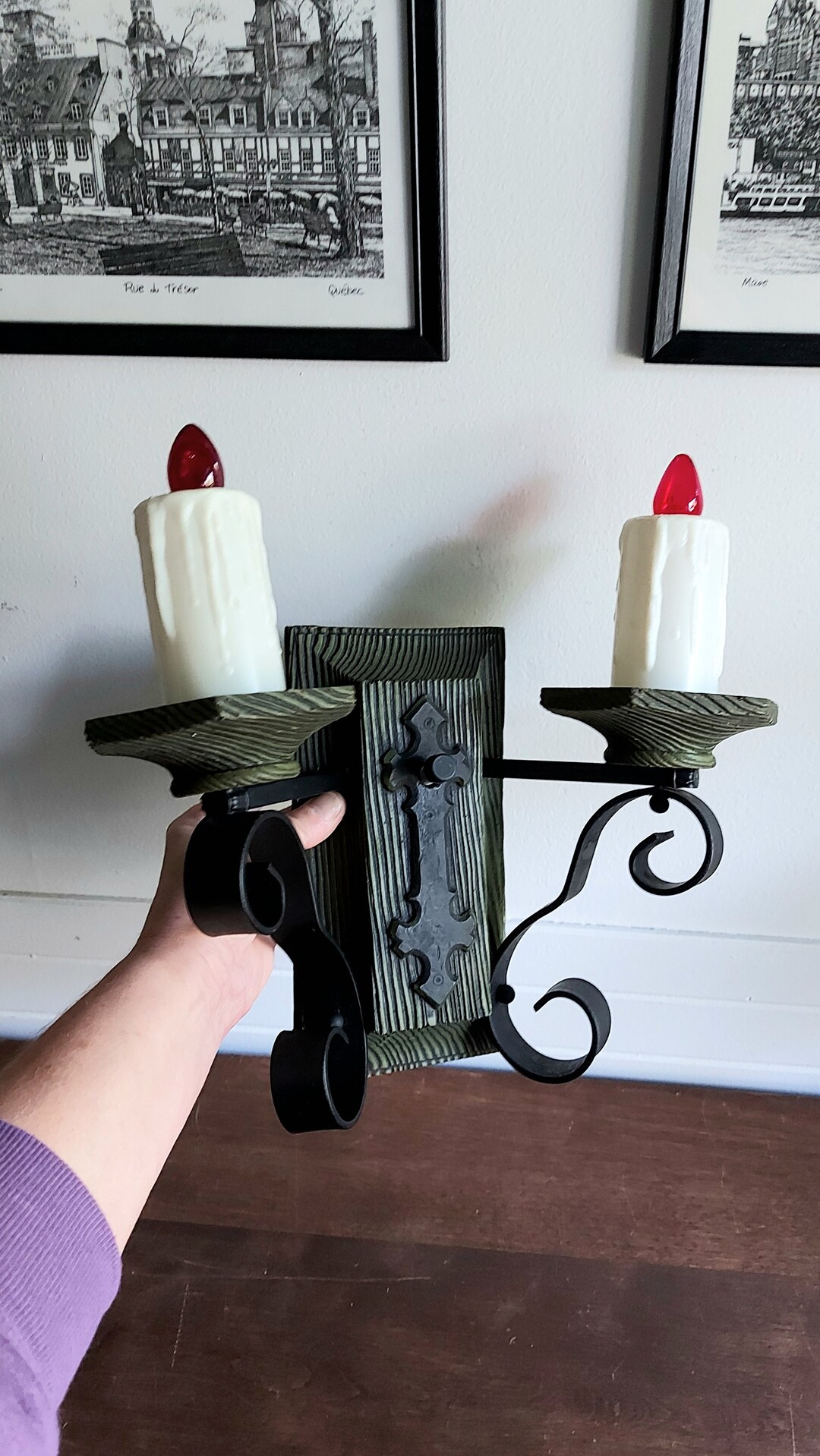 Rare Set of Faux Candle Wall Sconces With Wood Pattern. - Etsy