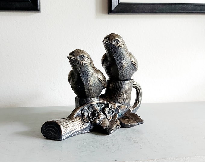 Salt and Pepper Shakers Couple of Birds on a Branch Antique Silver ...