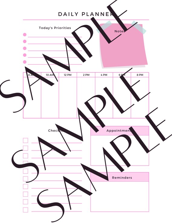 Pink Theme Daily Planner Printable DOWNLOAD - Etsy