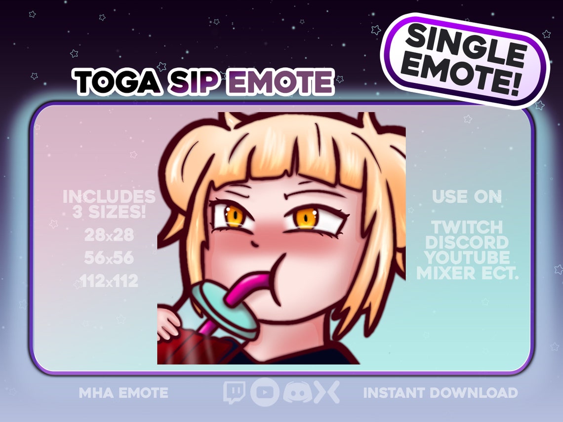 MHA TOGA SIP Emote Anime Emote for Youtube Discord Twitch - Etsy India