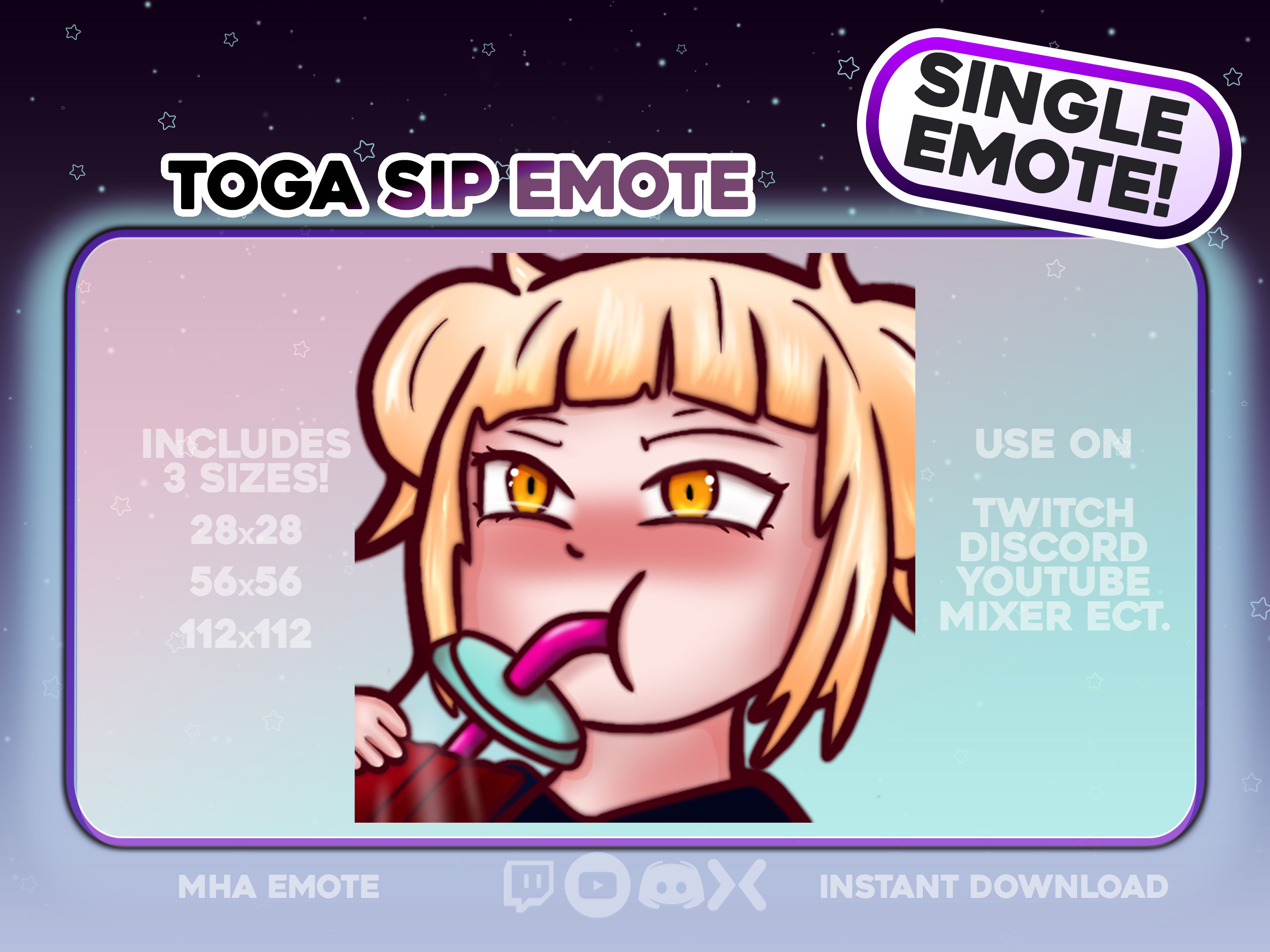 MHA TOGA SIP Emote - Anime Emote for Youtube, Discord, Twitch - Etsy