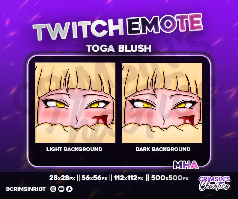 MHA || Toga Blush Emote - Anime Emote for Youtube, Discord, Twitch - Etsy