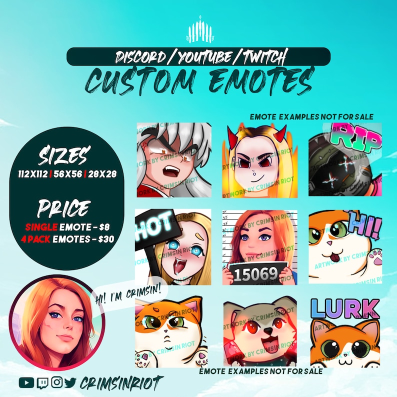 CUSTOM Emotes for Youtube, Twitch, & Discord I Cute Emotes | Anime ...
